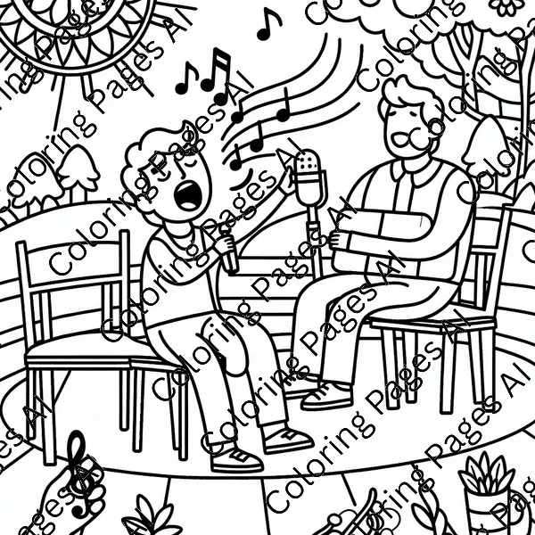 Singing Coloring Page - Coloring Pages AI