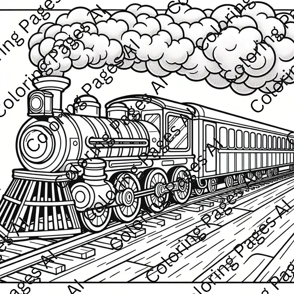Train Puffing Out Smoke Coloring Page - Coloring Pages AI