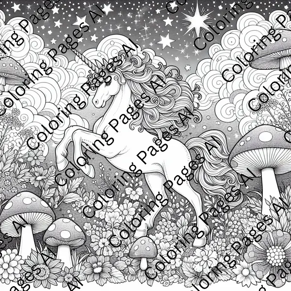 Unicorn Fantasy Coloring Page - Coloring Pages AI