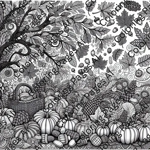 Fall Pattern Coloring Page - Coloring Pages AI