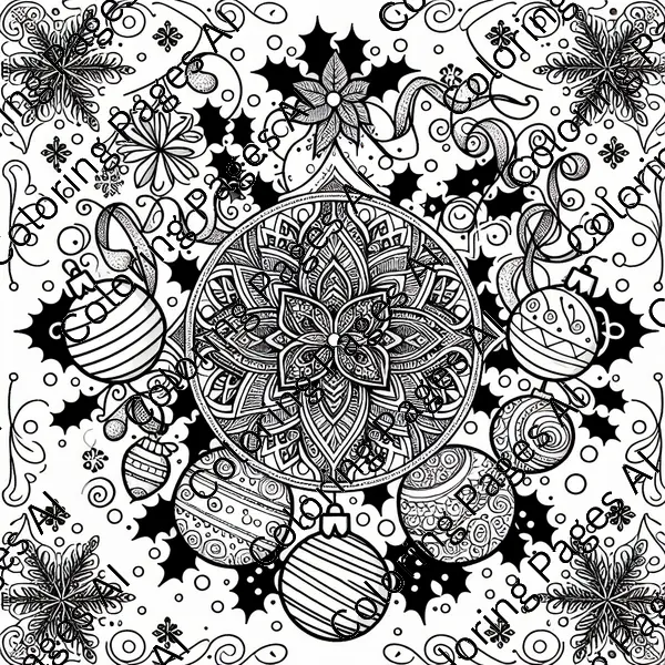 Christmas Mandala Coloring Page - Coloring Pages AI