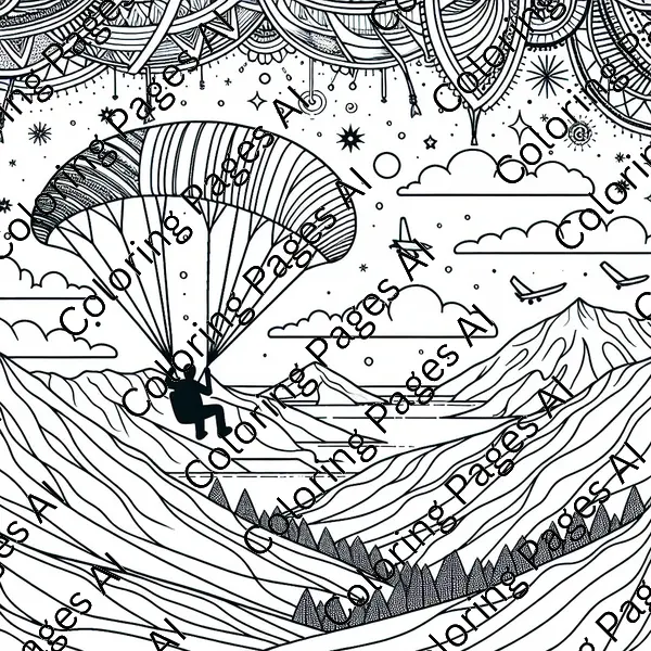 Paragliding Coloring Page - Coloring Pages AI