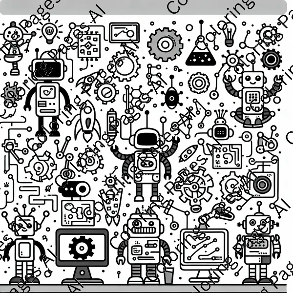 Robots And Technology Coloring Page - Coloring Pages AI