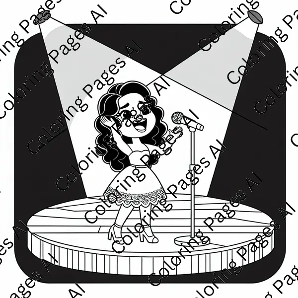 A Girl Singing In A Concert Coloring Page - Coloring Pages AI