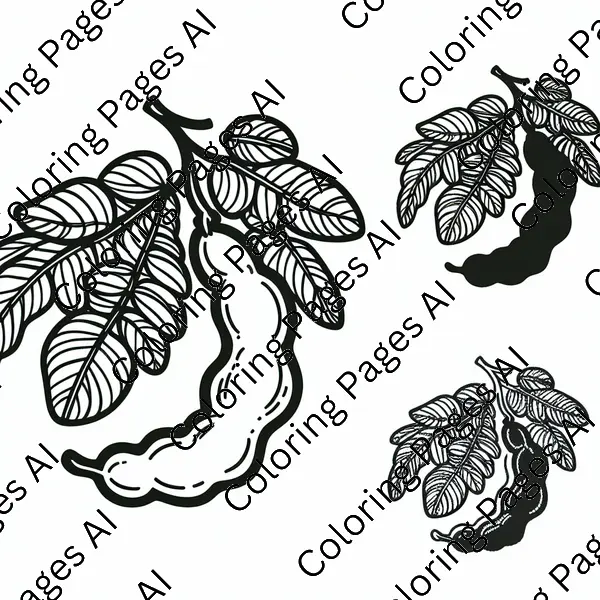 A black and white coloring page of simple, Tamarind. - Coloring Pages AI