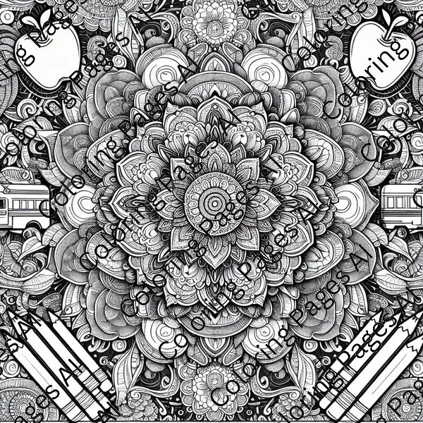 Back To School Mandala Coloring Page - Coloring Pages AI