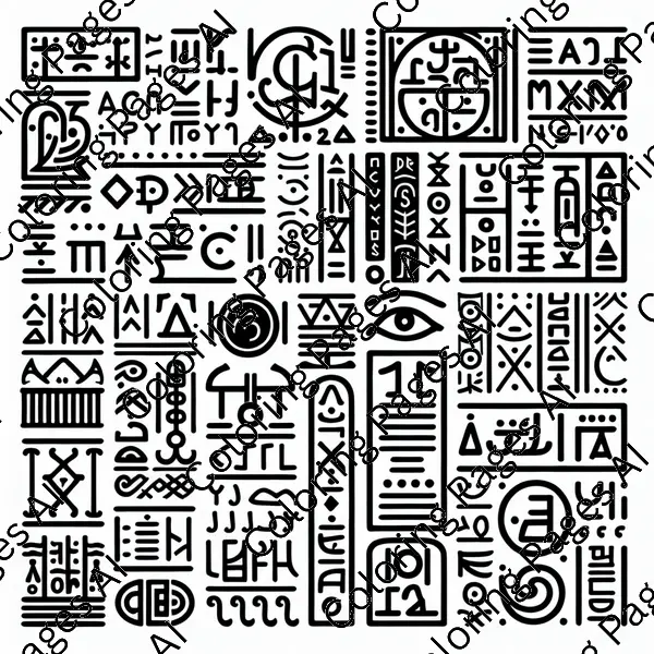 Ancient Scripts Coloring Page - Coloring Pages AI