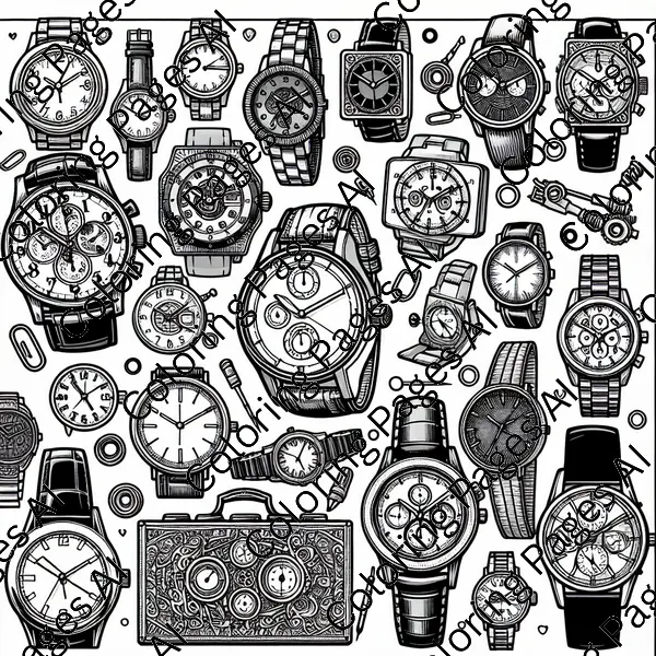 Timepieces Clocks And Watches Coloring Page - Coloring Pages AI