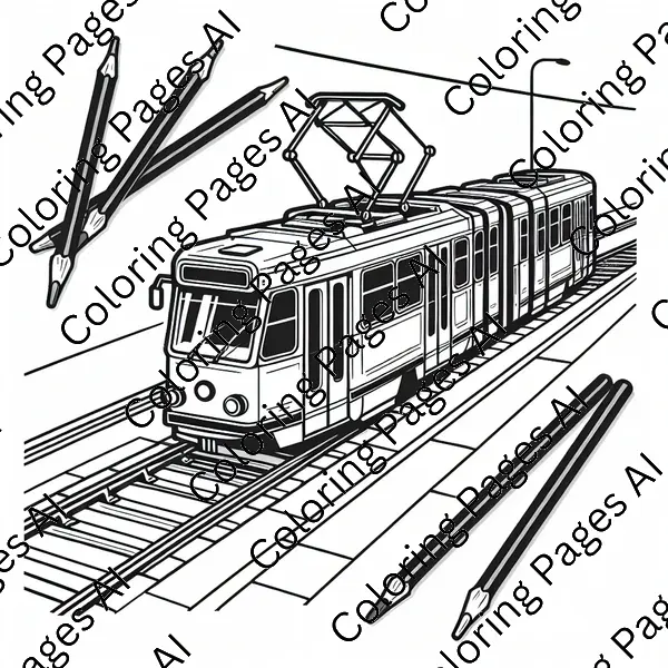 Tram Coloring Page - Coloring Pages AI