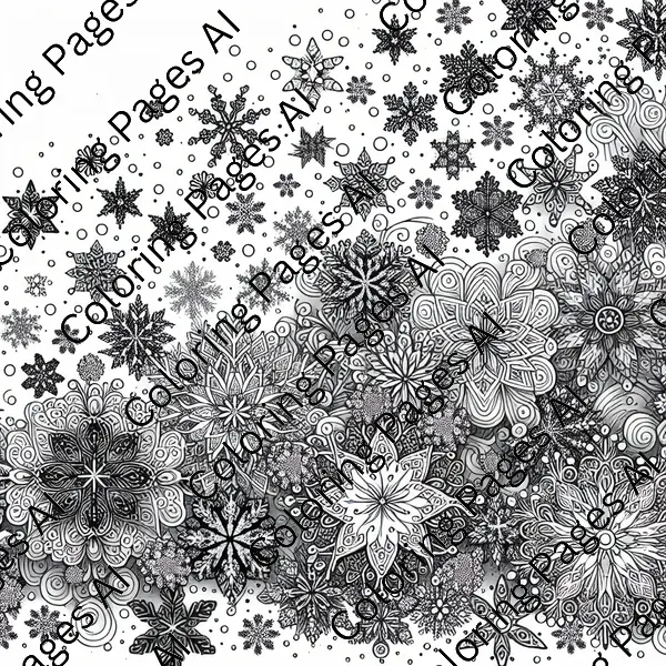 December Snowflakes Falling Coloring Page - Coloring Pages AI