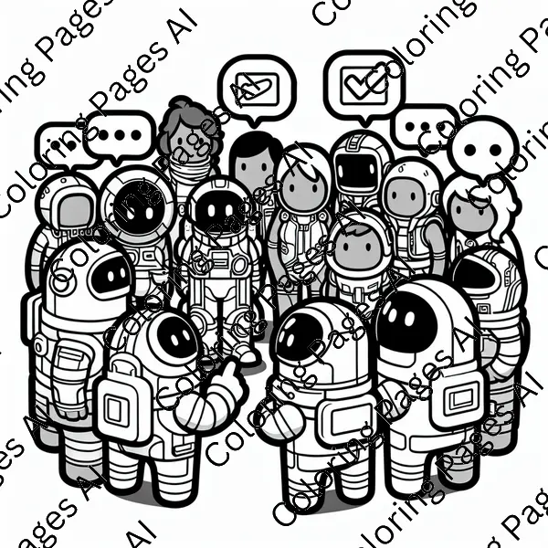 Among Us Characters During A Voting Session Coloring Page - Coloring ...