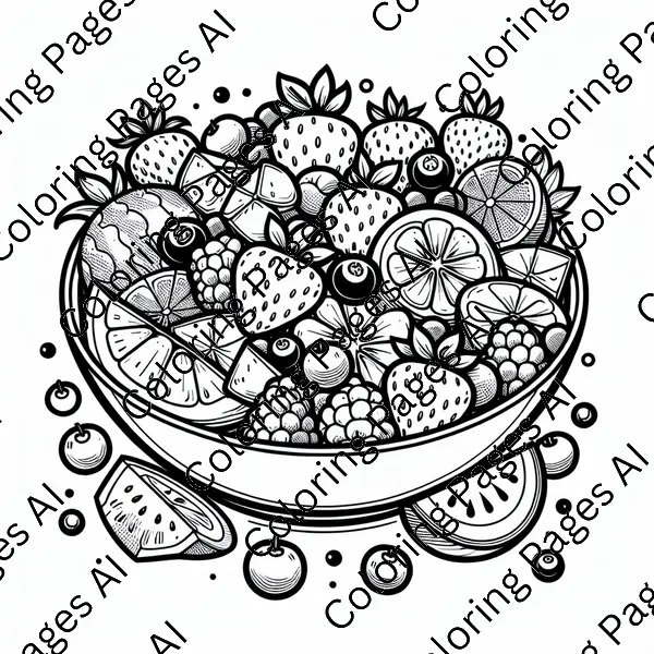Fruit Salad Coloring Page - Coloring Pages AI
